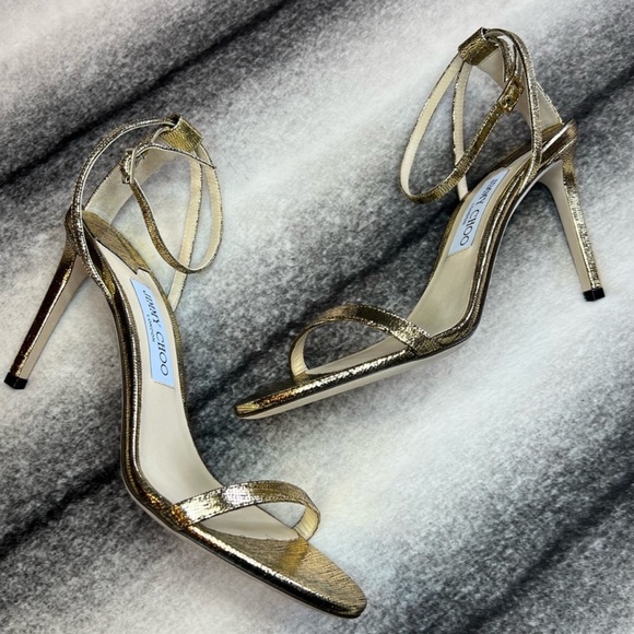 Jimmy Choo | Shoes | Jimmy Choo Minny 85 Mm Gold Metallic Lizard Print ...